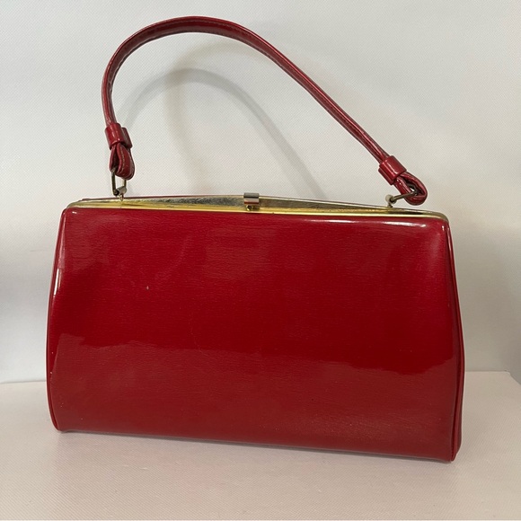 Vintage | Bags | Vintage Patent Red Satchel Pocketbook | Poshmark